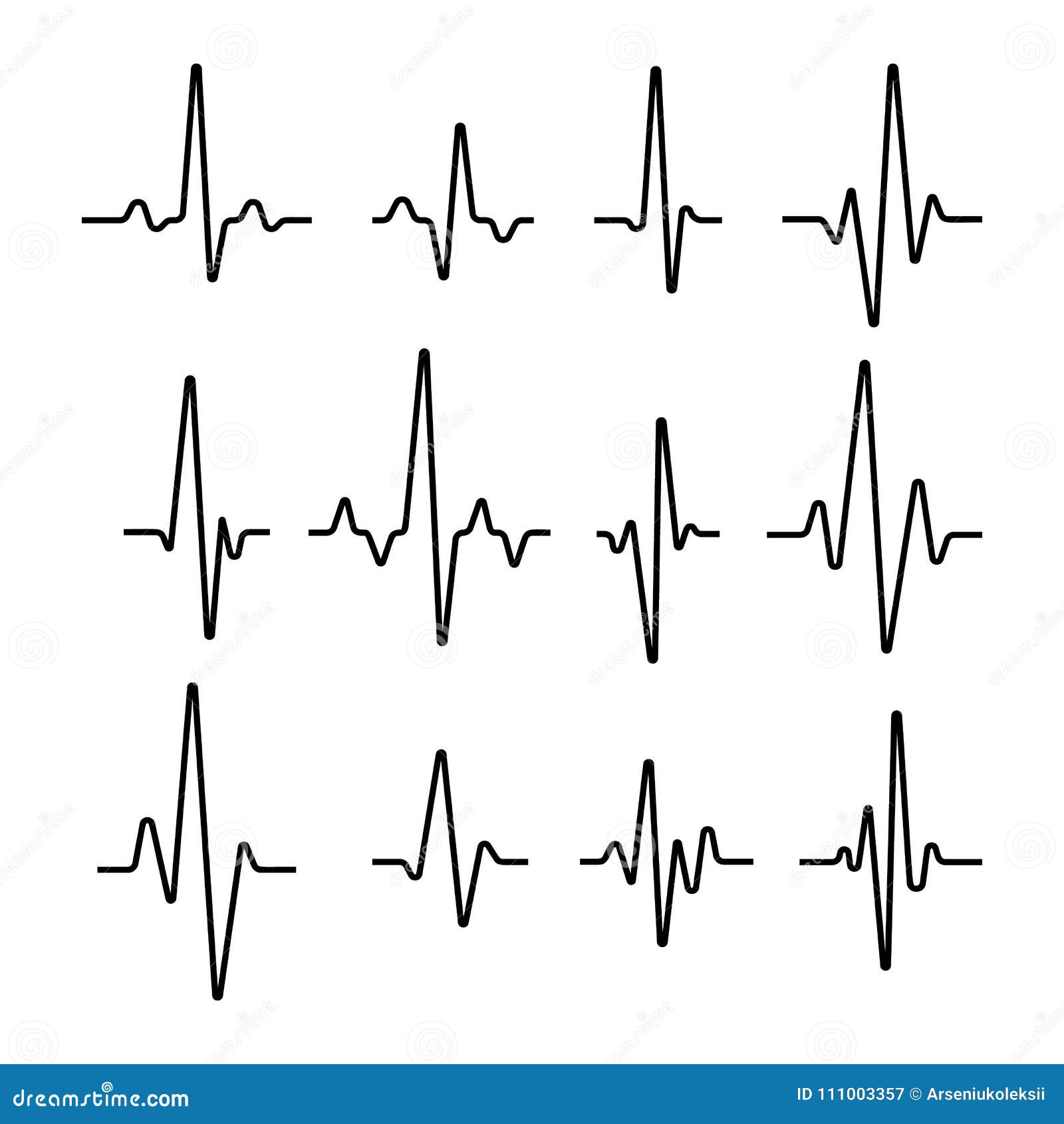 Set of Sinusoidal Pulse Lines Stock Vector - Illustration of hospital ...