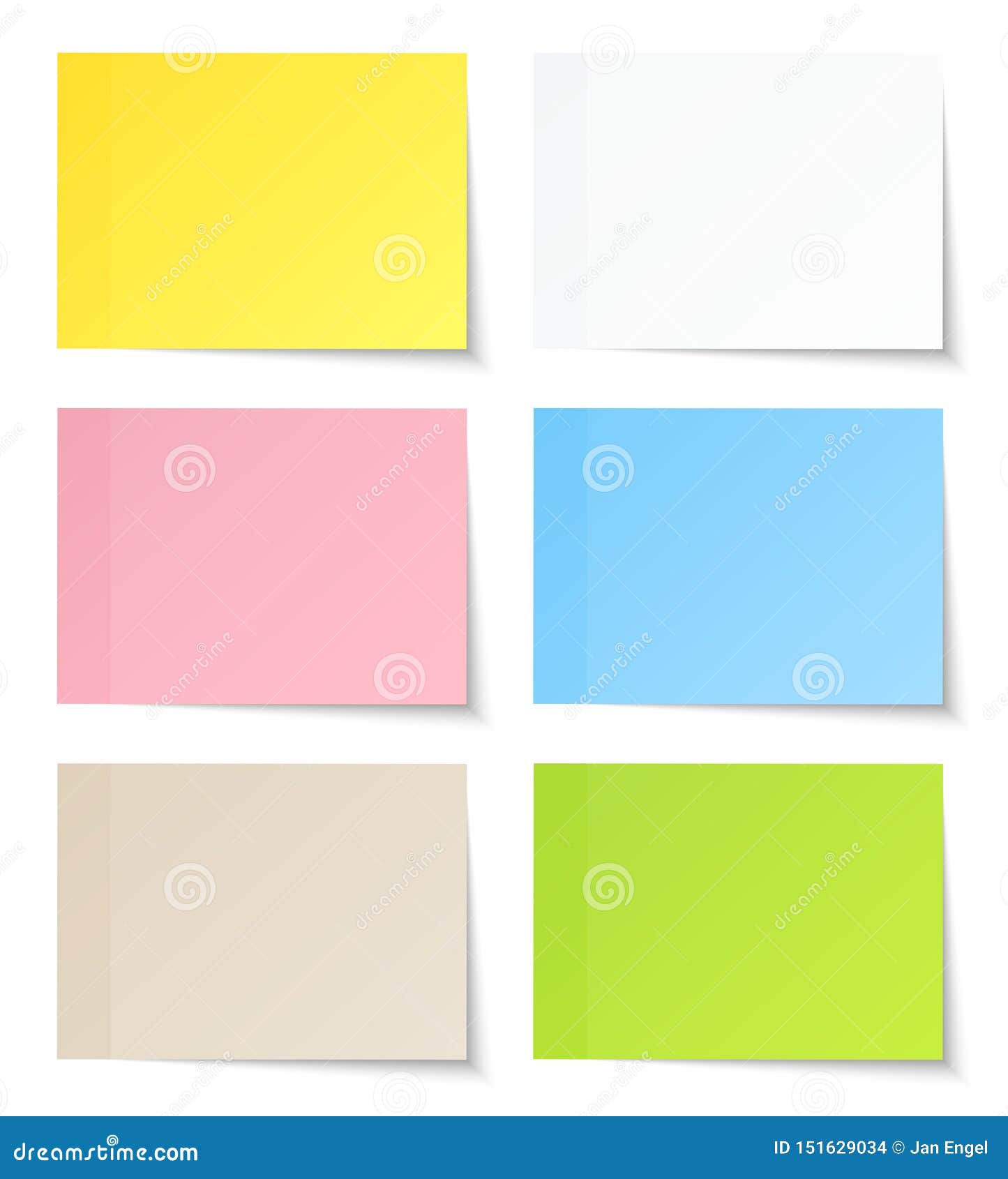 Set of Six Angled Sticky Notes Color with Shadow Stock Vector ...