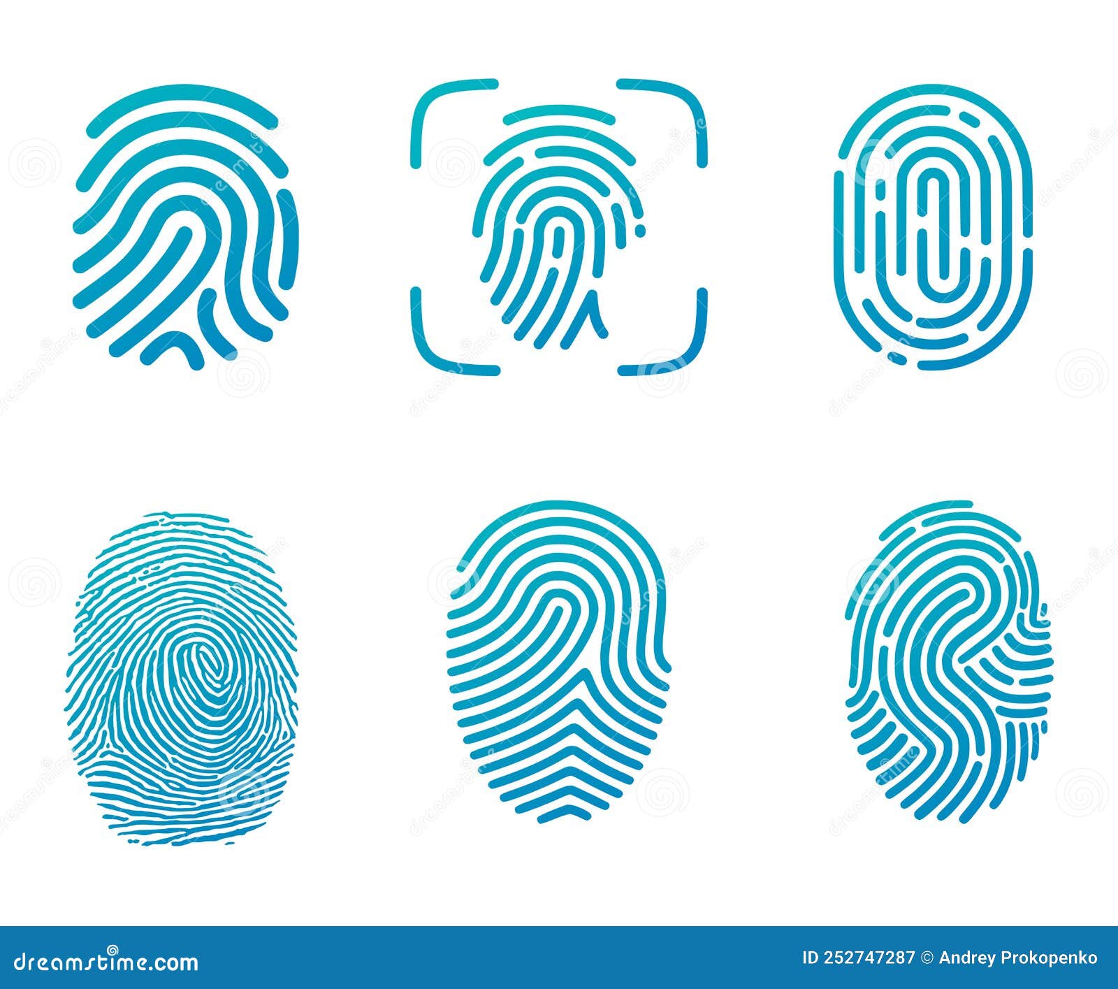Set Of Individual Fingerprints For Personal Identification. Vector ...