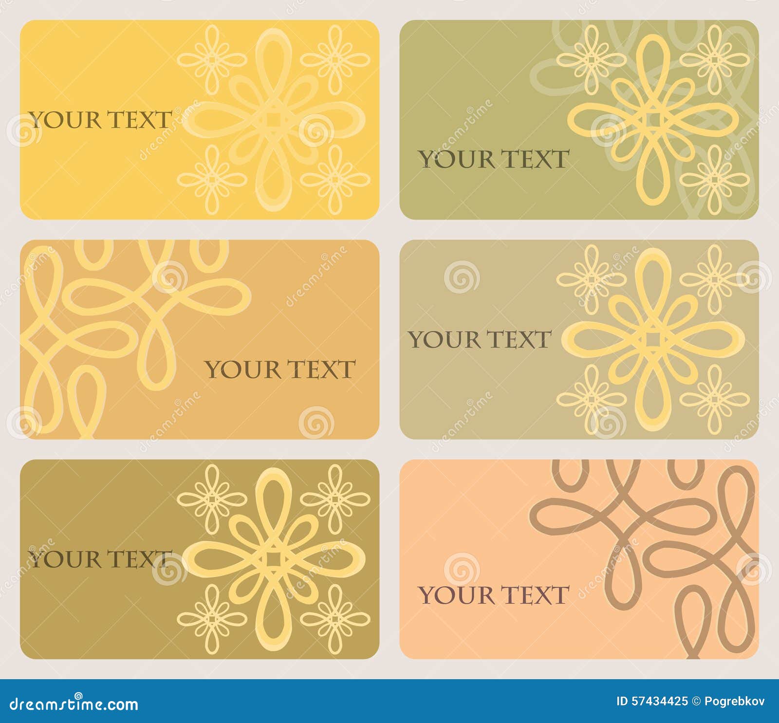Set of Six Cards with Elegant Pattern Stock Vector - Illustration of ...