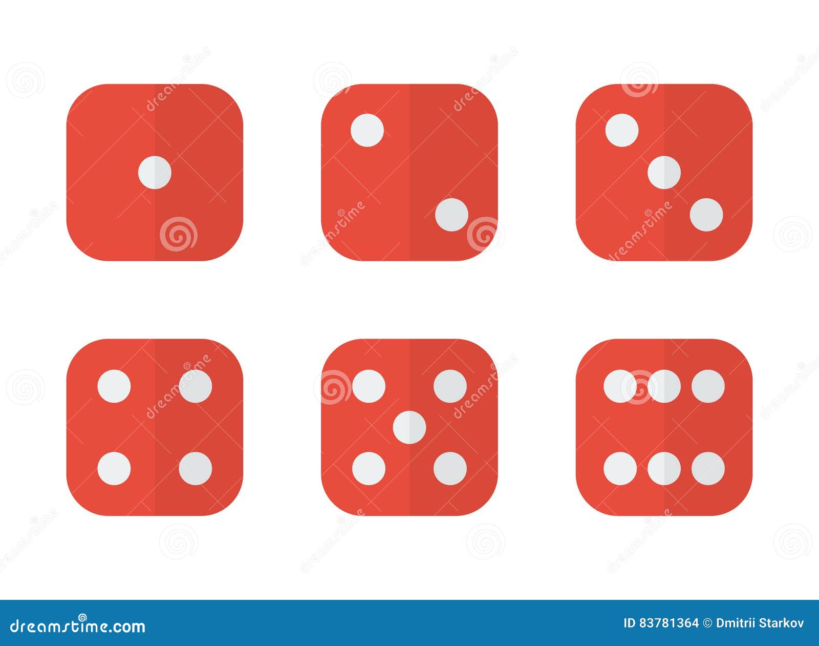 Set of Six Dices in Trendy Flat Style. Stock Vector - Illustration of ...