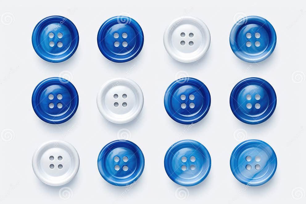 A Set of Six Different Blue and White Buttons. Ideal for Various Design ...