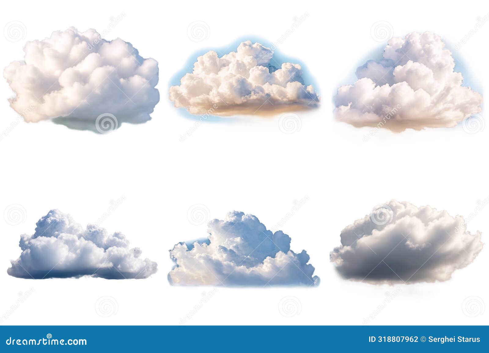 A Set Of Six Different Clouds In Various Stages Of Development, PNG ...