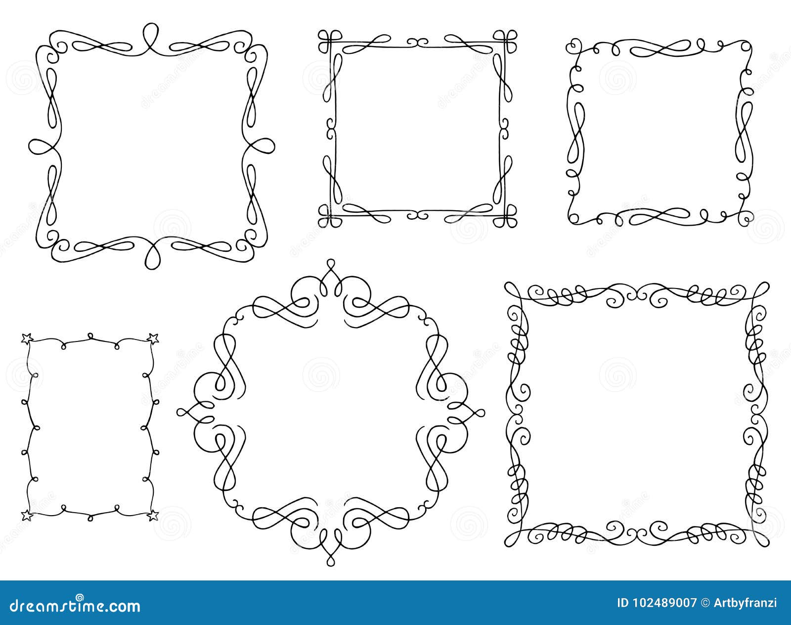 Text Frames, Dividers And Corner With Swirls Vector Illustration ...
