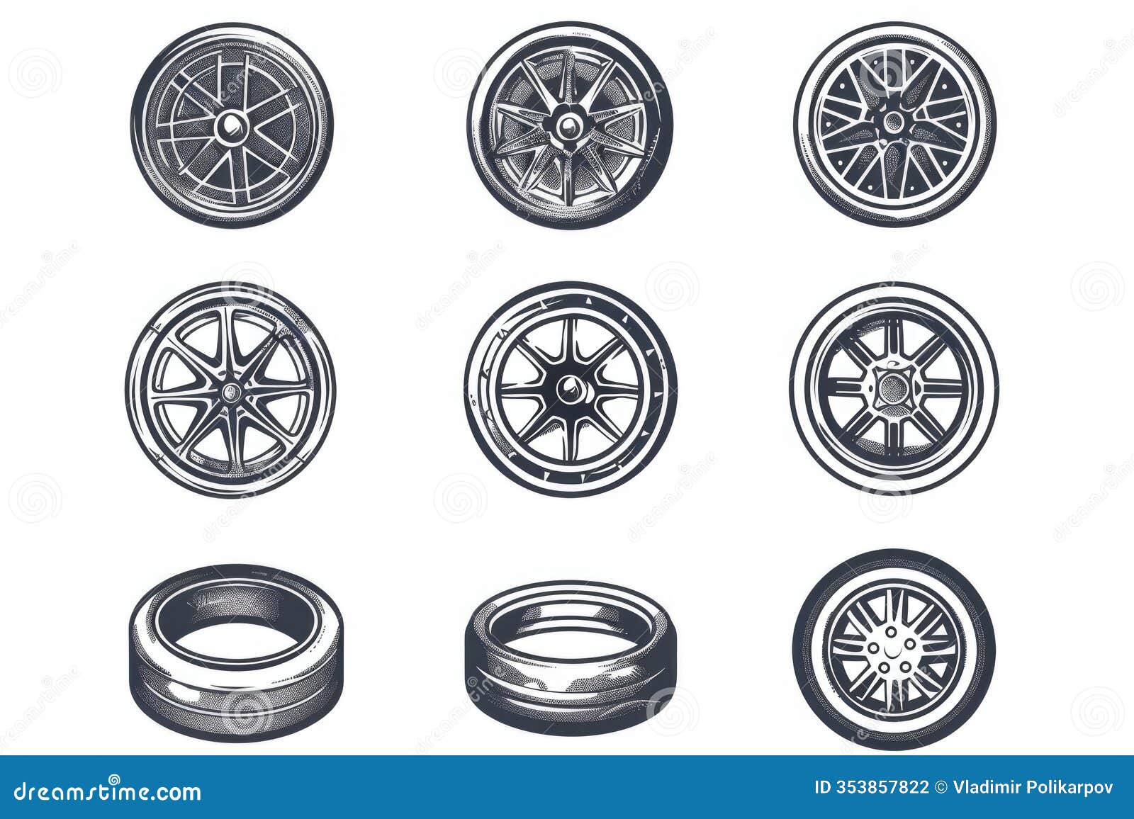 A Set of Six Different Types of Wheels, Useful for Various Projects ...