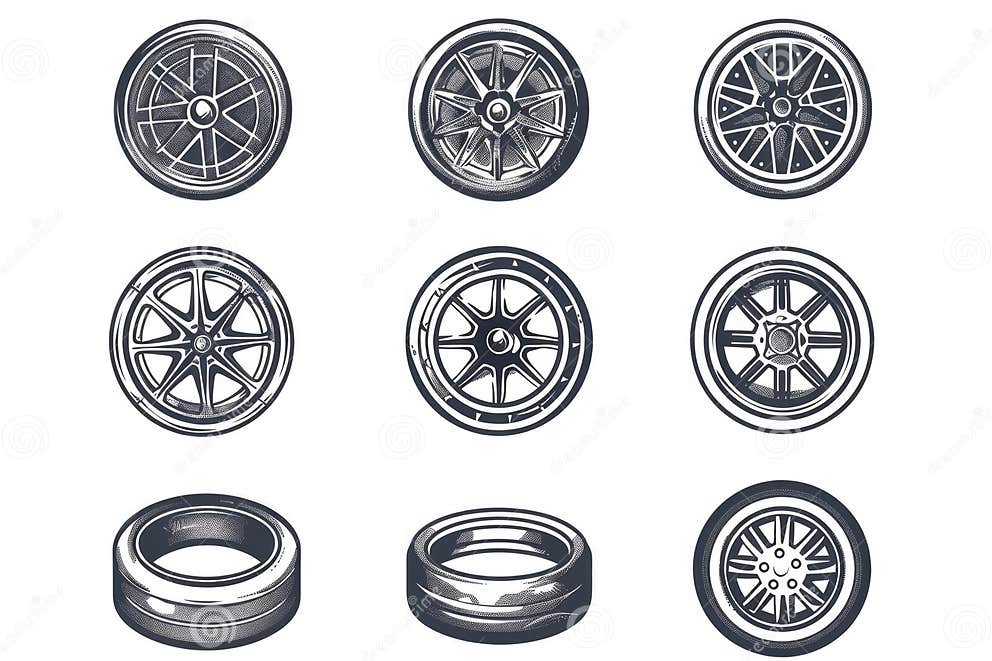 A Set of Six Different Types of Wheels, Useful for Various Projects ...