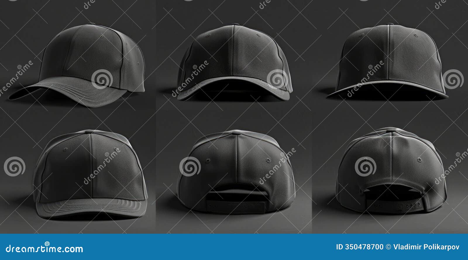 A Set of Six Different Views of a Baseball Cap. Perfect for Showcasing ...