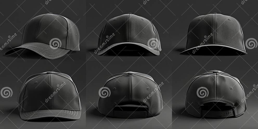 A Set of Six Different Views of a Baseball Cap. Perfect for Showcasing ...