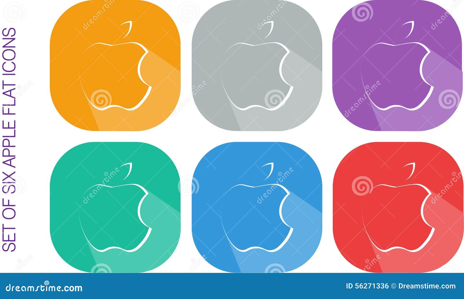 Set of Six Flat Design Apple Logo Icons Vectors Editorial Photo ...