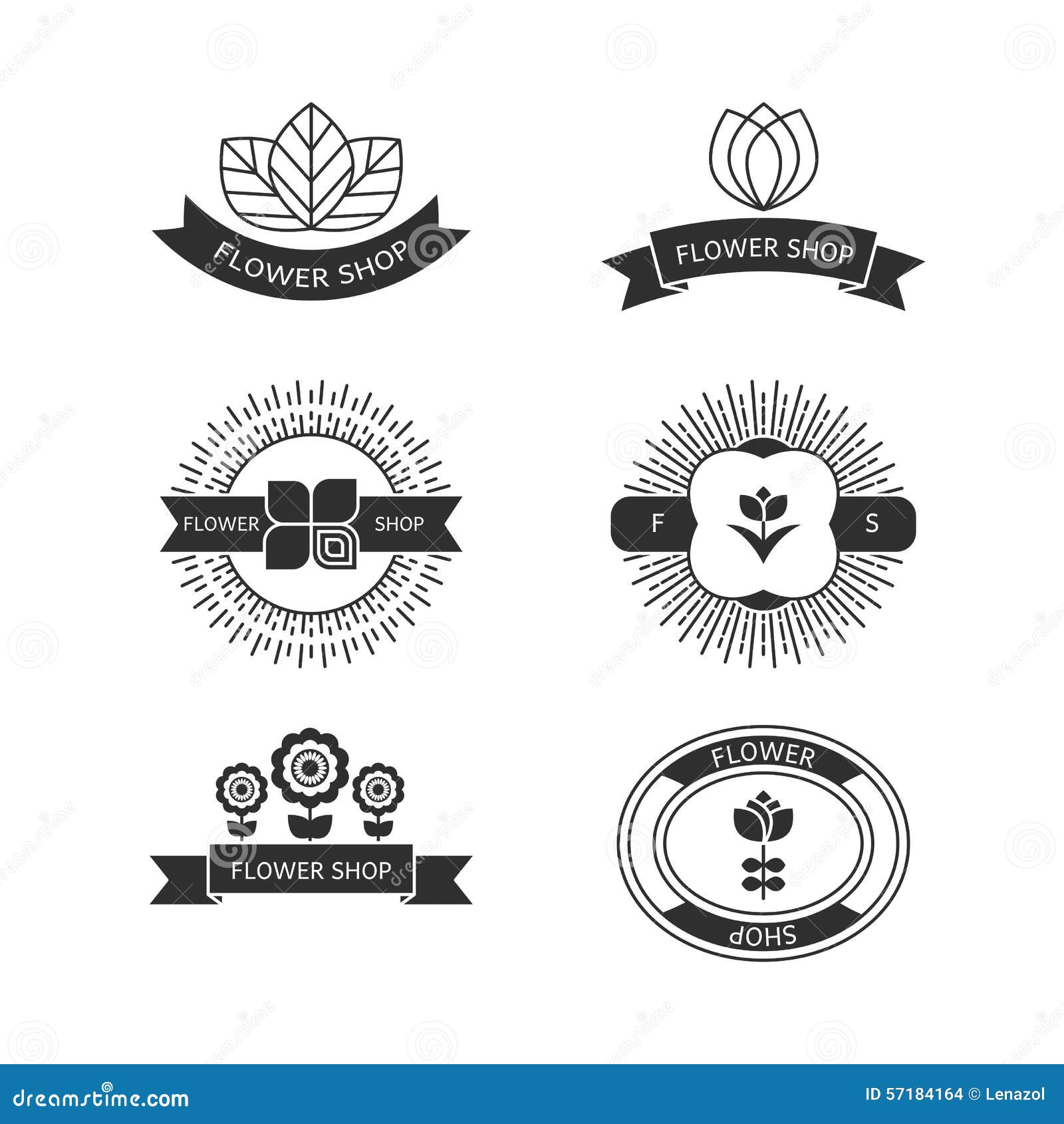 Set of Six Flower Shop Template Labels Stock Vector - Illustration of ...