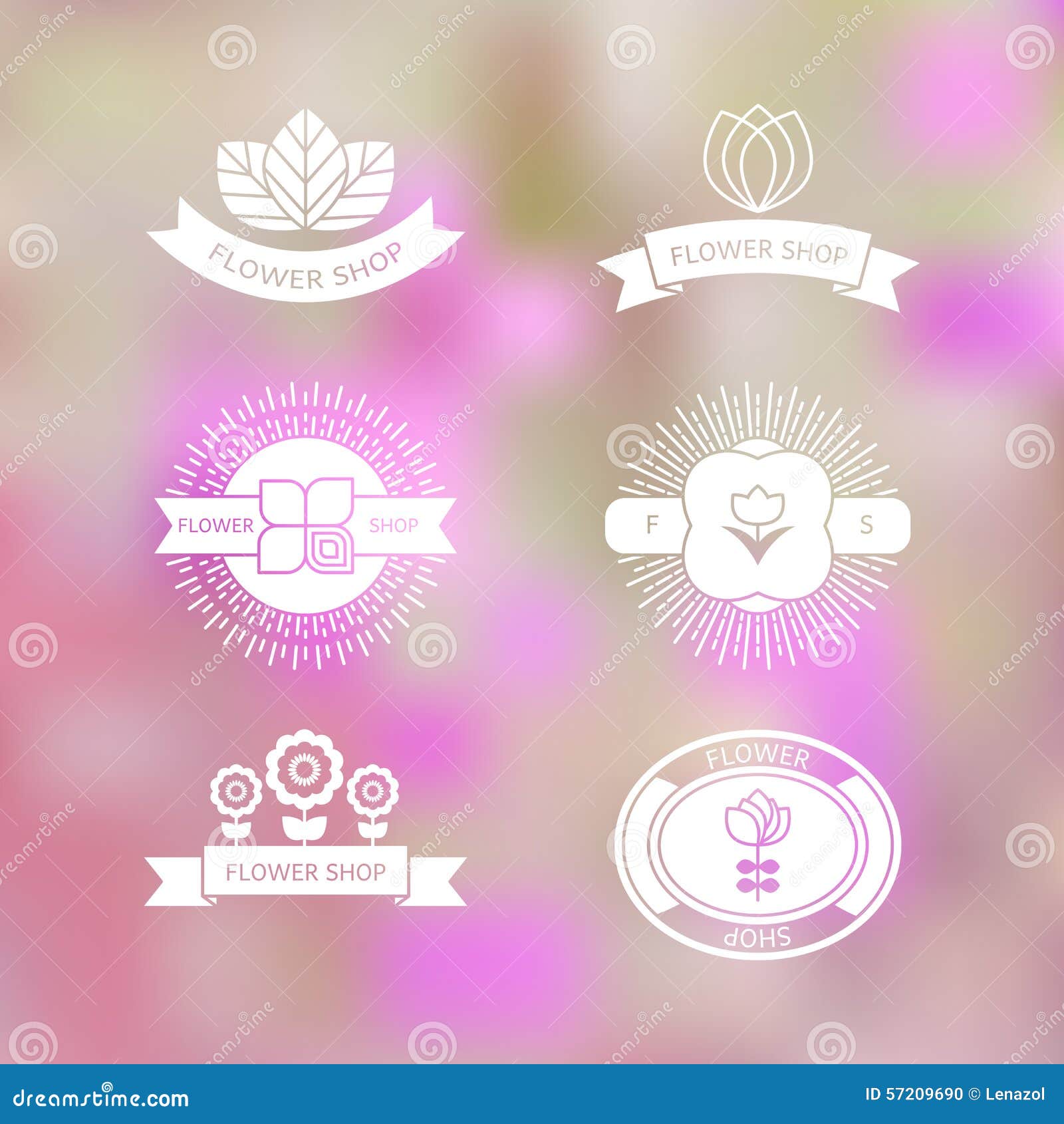 Set of Six Flower Shop Template Labels Stock Vector - Illustration of ...