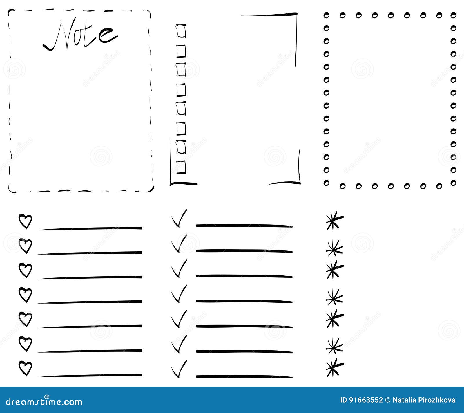 Set of Six Frames for a Notebook Stock Vector - Illustration of border ...