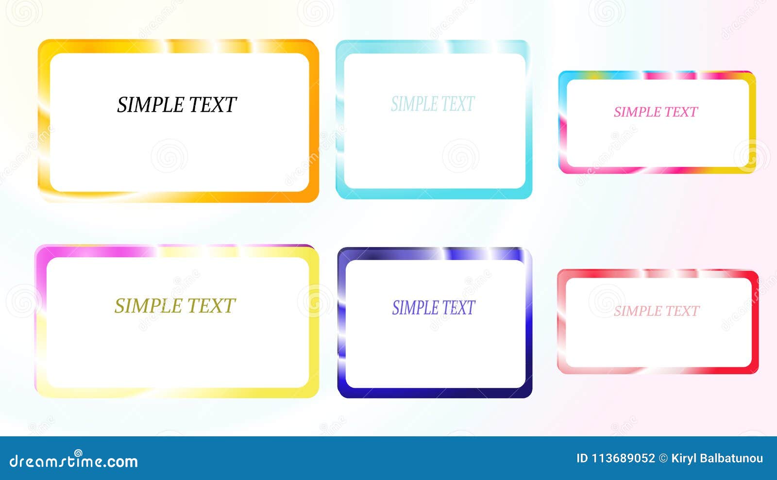 A Set Of Six Frames Of Rectangular And Square, Edging Gradient Metallic ...