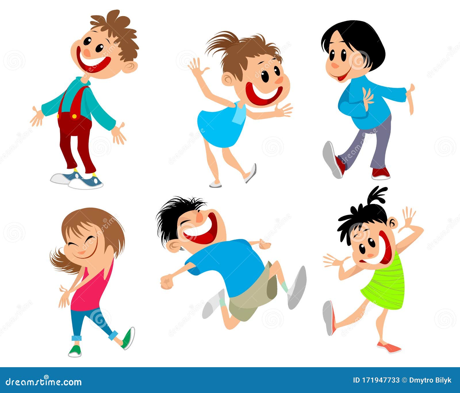Set of six fun children stock vector. Illustration of girl - 171947733