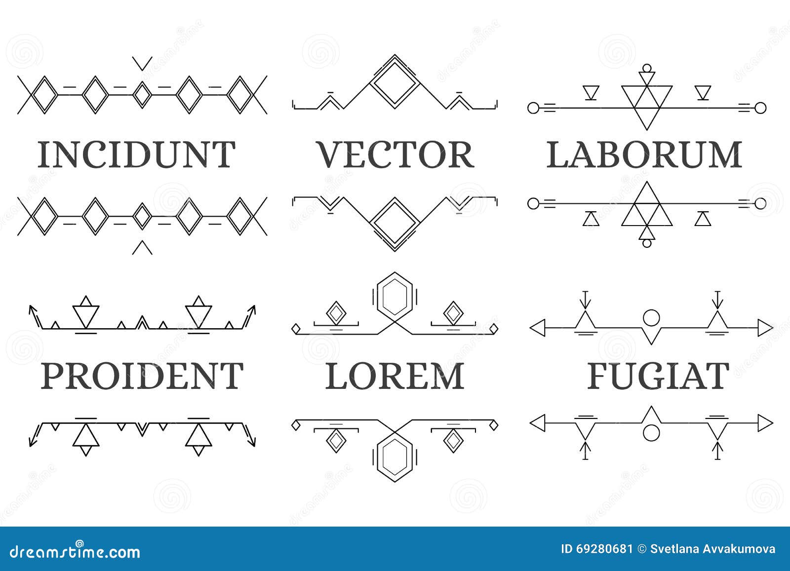 Set of Six Geometric Framework. Luxury Black Border. Stock Vector ...