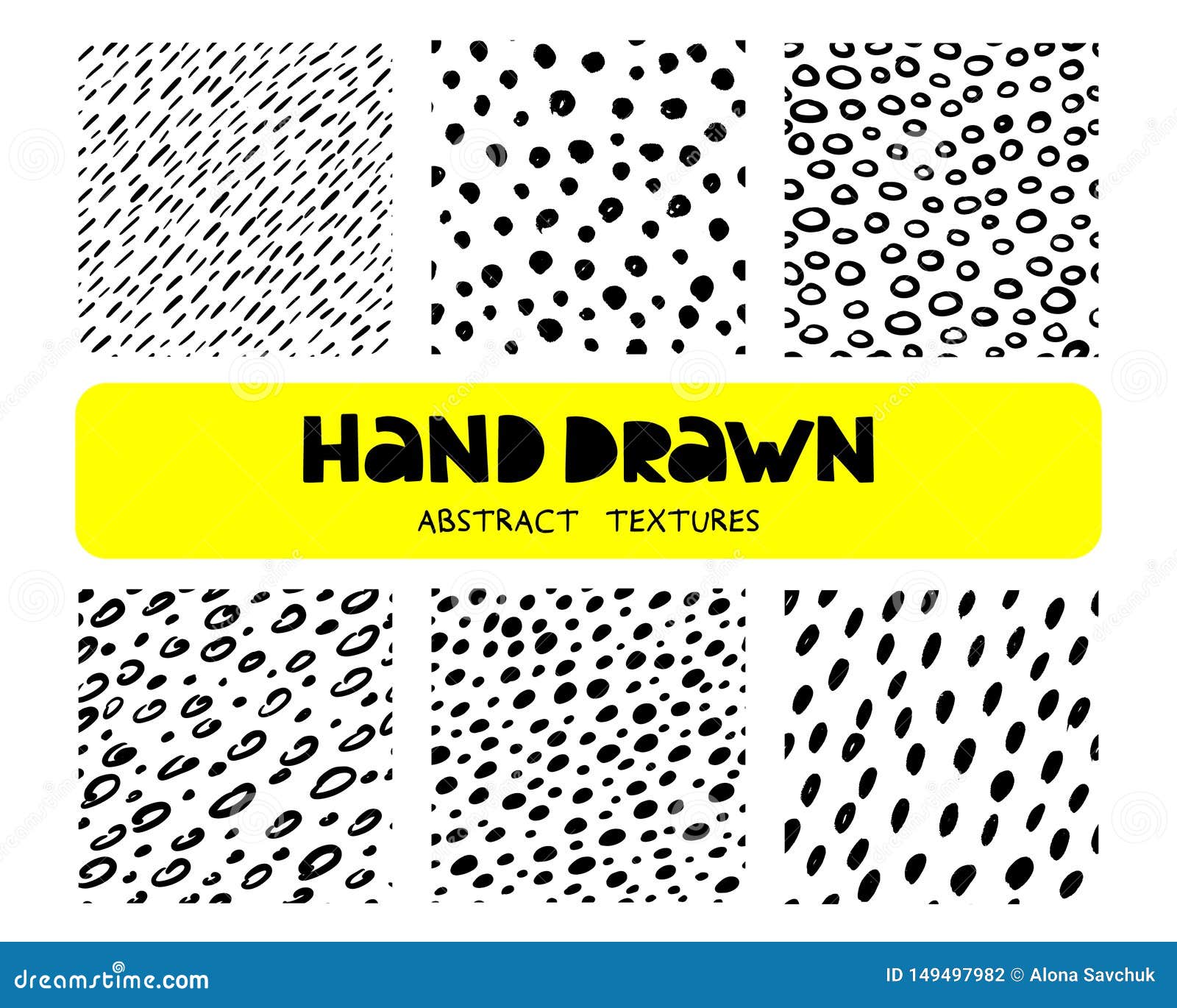 Set of Six Hand Drawn Ink Seamless Patterns Stock Vector - Illustration ...