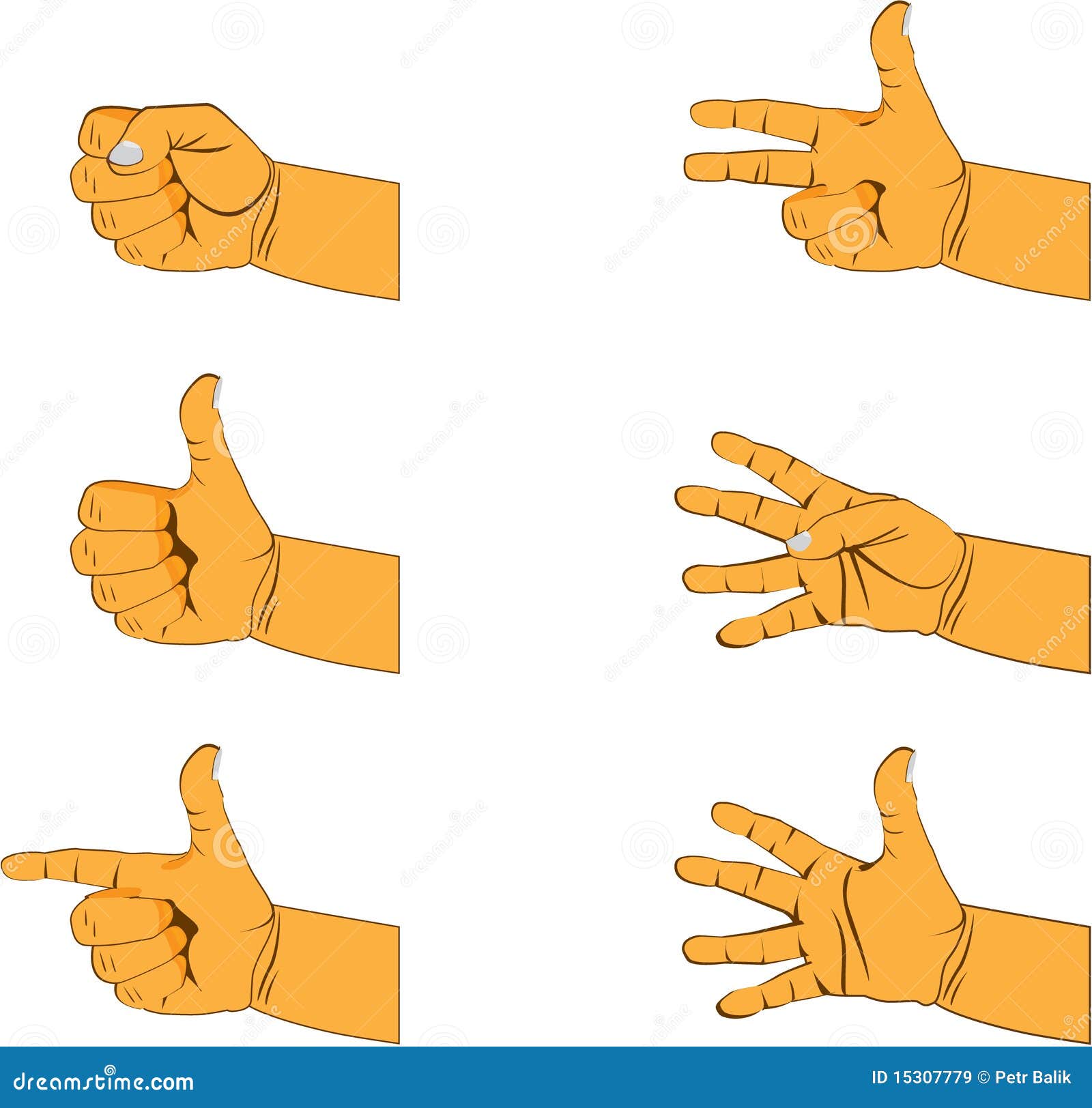 Set of six hand gestures stock illustration. Illustration of concept ...
