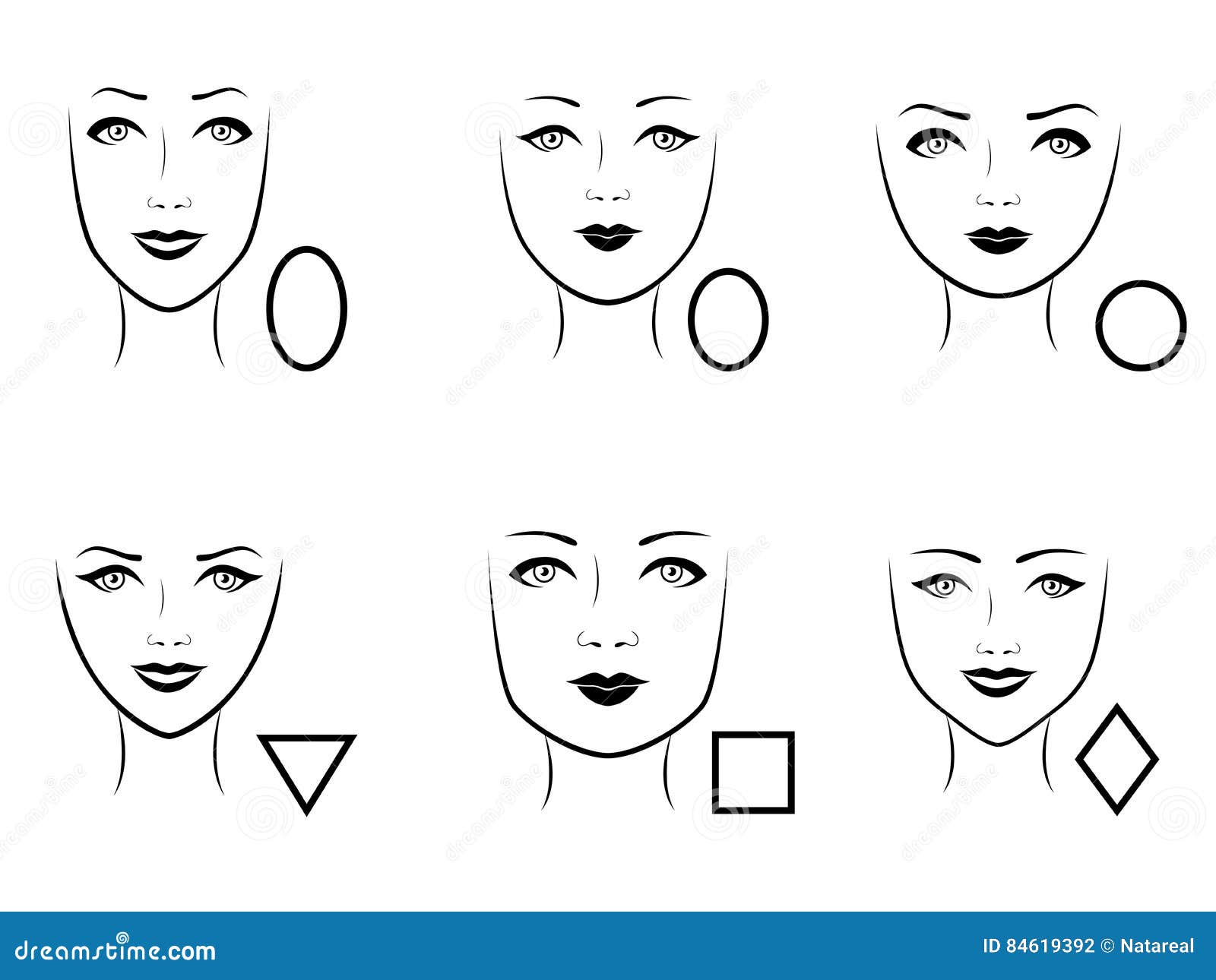 Set of Six Human Face Types Stock Vector - Illustration of figures ...