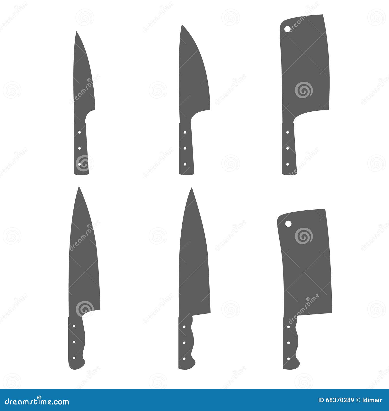 Set of Six Kitchen Knives Vector Stock Vector - Illustration of butcher ...