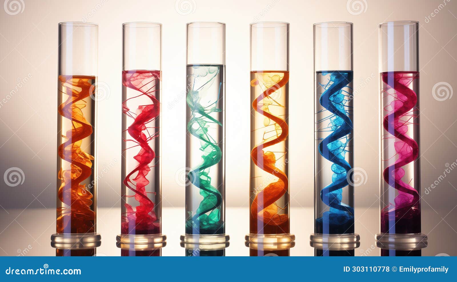 Set of Lab Tubes with Multicolored Human DNA Models Stock Illustration ...