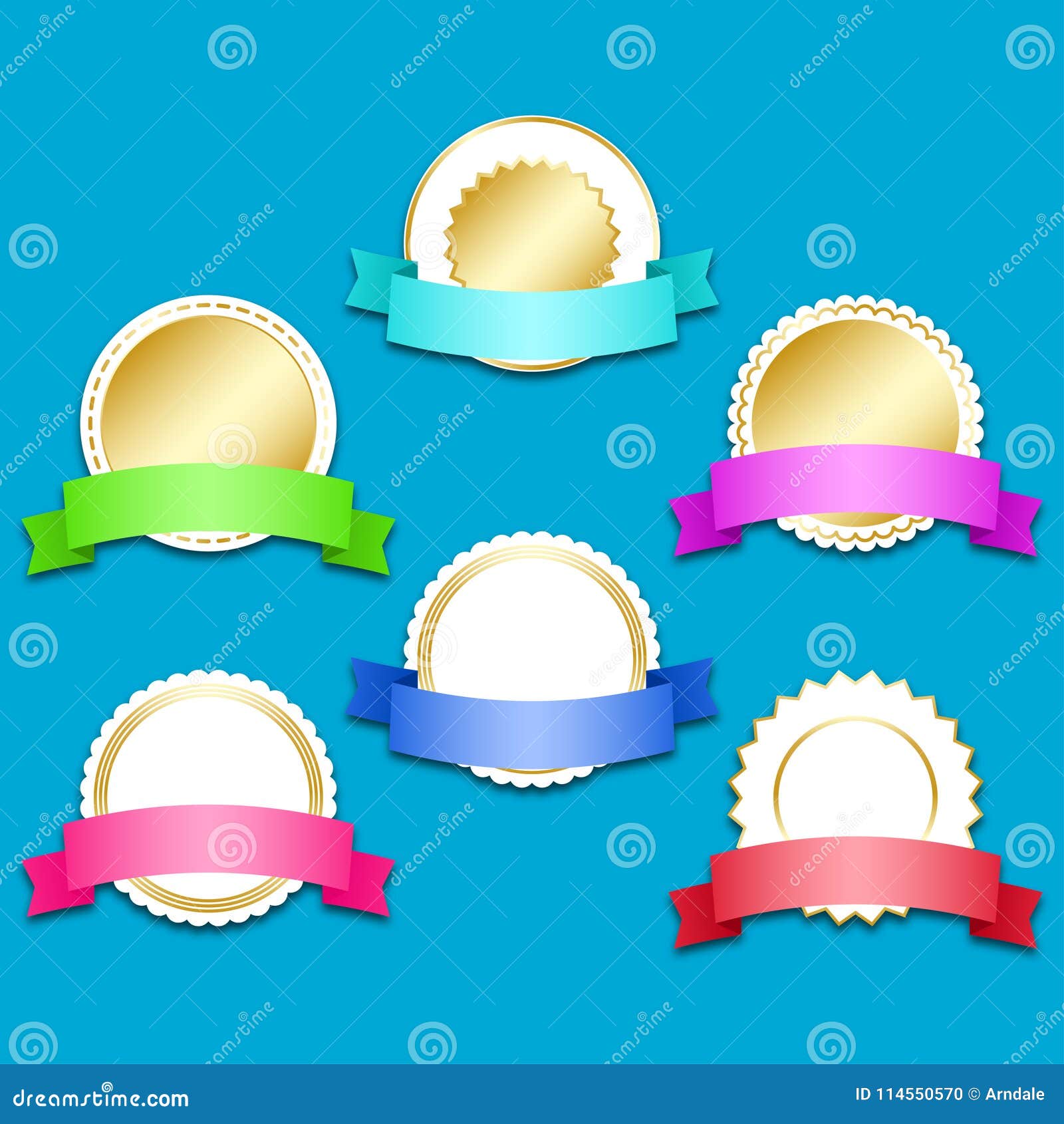 Set of Six Label Stickers with Award Ribbons Stock Vector ...