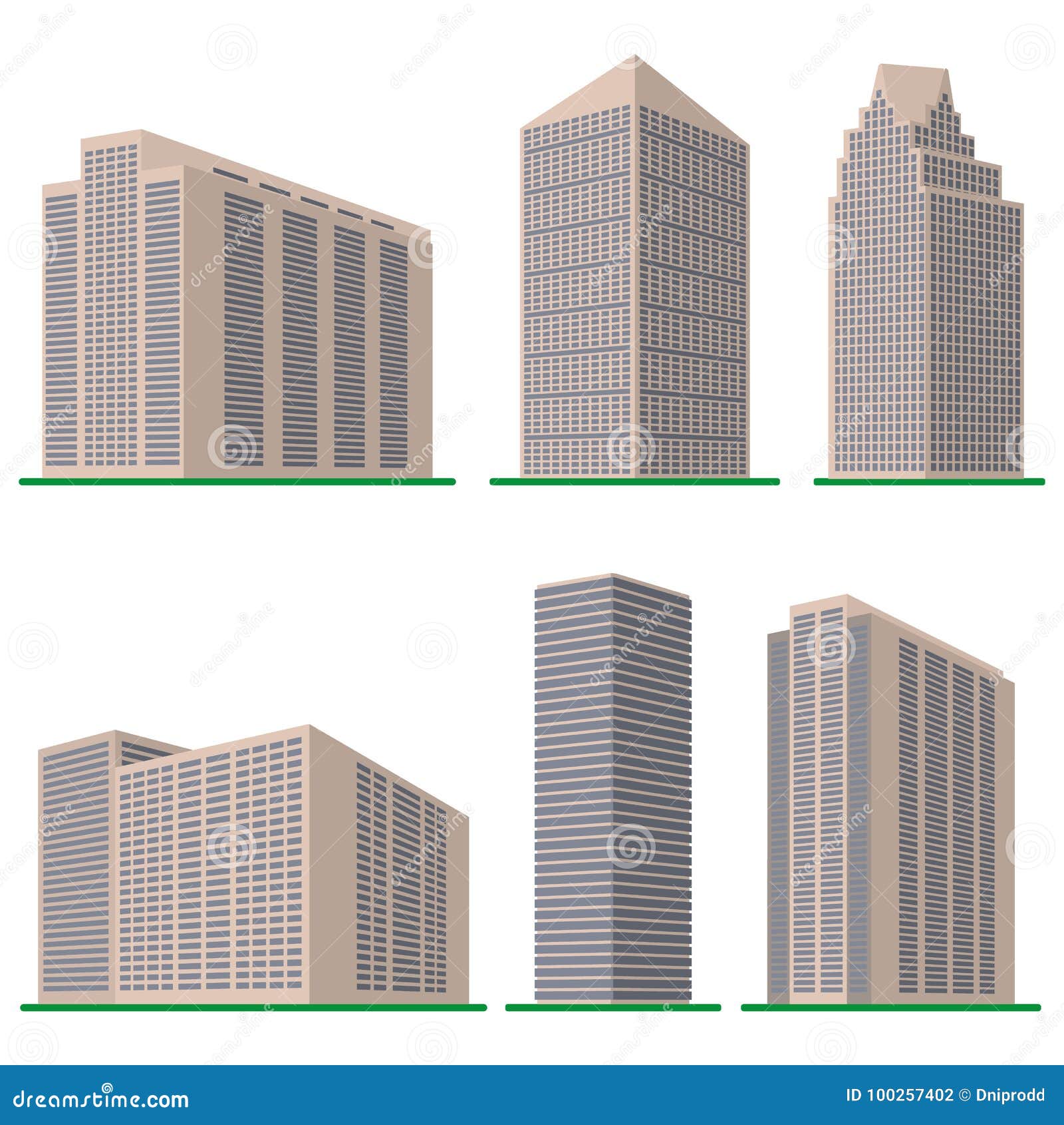 Set of Six Modern High-rise Building on a White Background Stock Vector ...