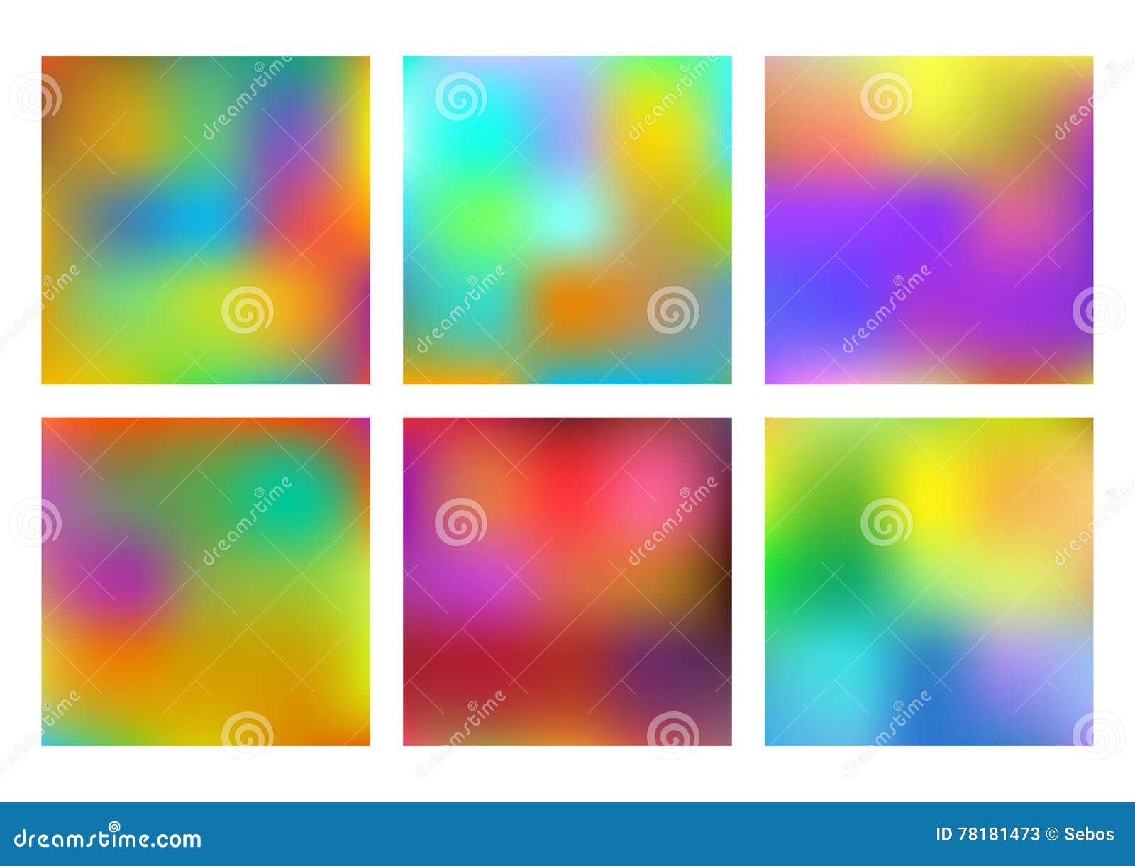 Set Of Six Multicolored Vector Backgrounds Made By Gradient Mesh. Blur ...