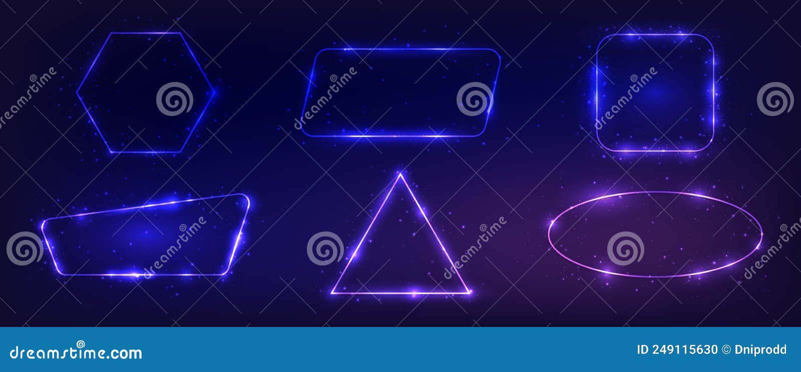 Set of Six Neon Frames with Shining Effects Stock Vector - Illustration ...