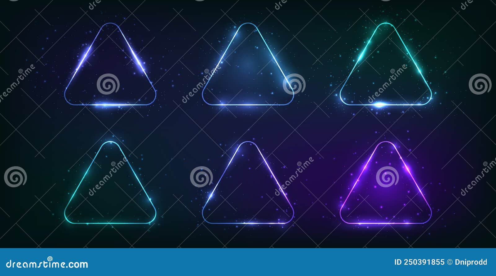 Set of Six Neon Frames with Shining Effects Stock Vector - Illustration ...