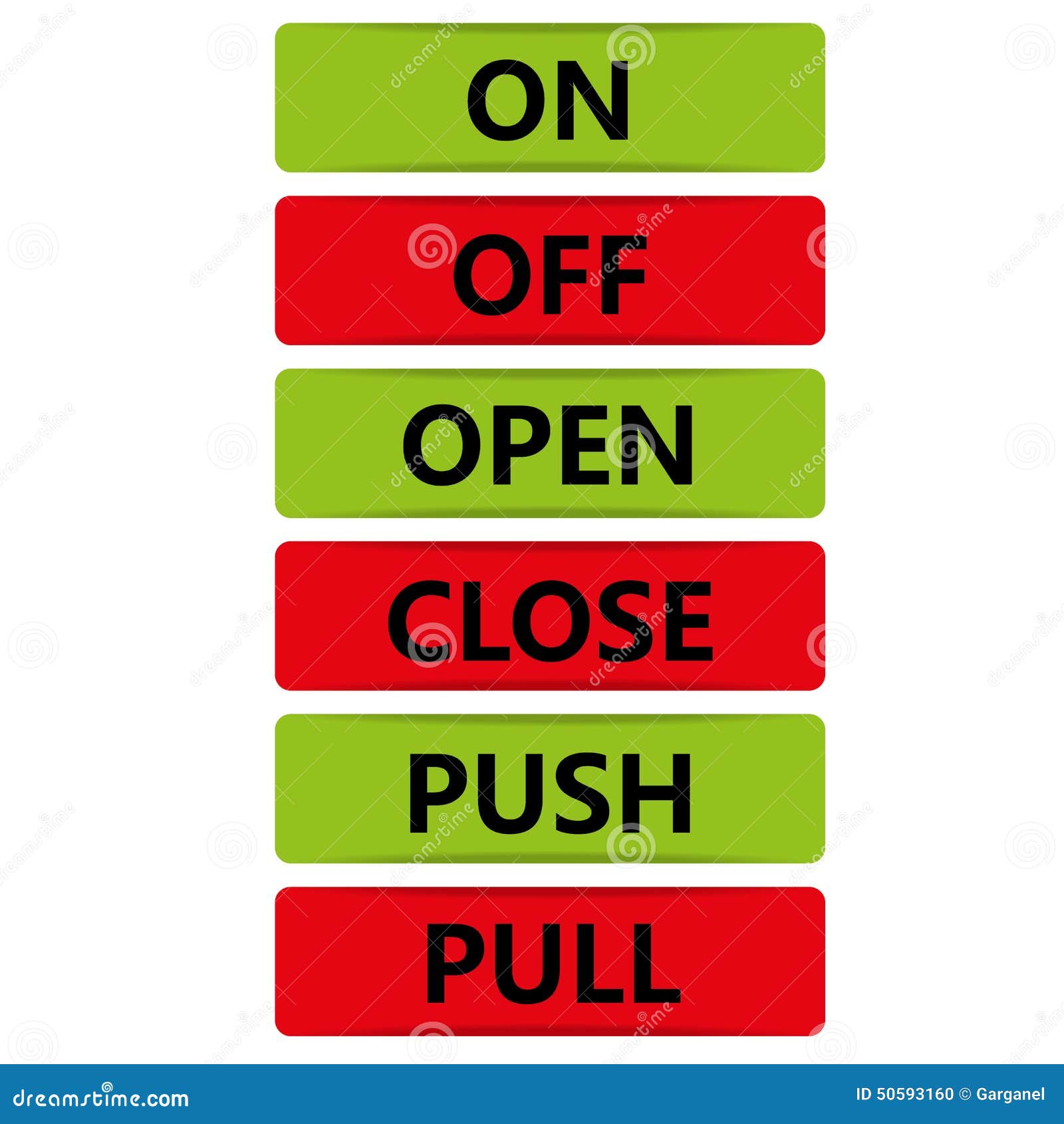 Set of Six on Off Open Close Push Pull Switches Stock Illustration ...