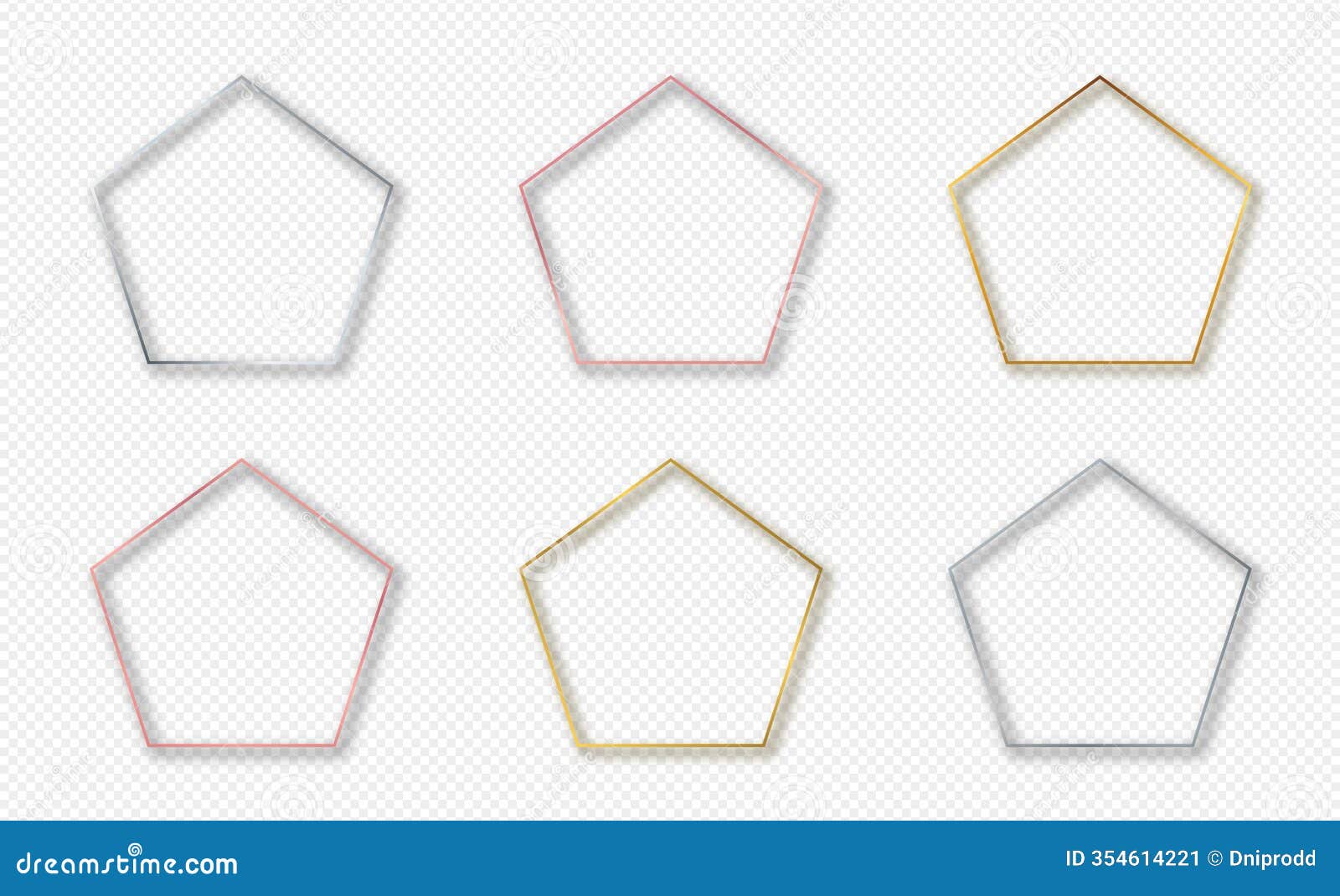 Set of six pentagon frames stock illustration. Illustration of ...