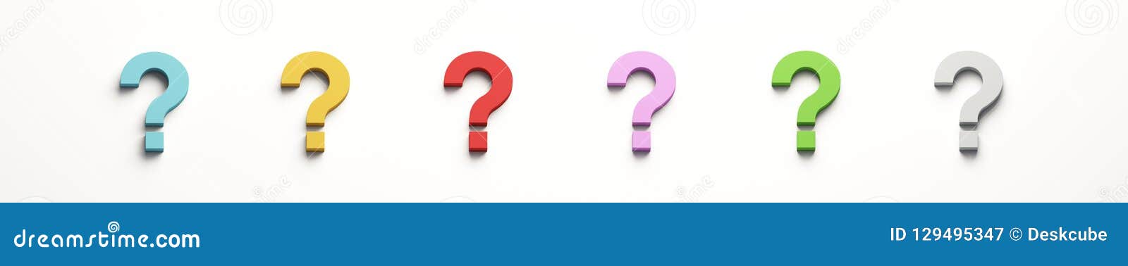 Set of Six Question Marks. Brilliant. 3D Render Illustration Stock ...
