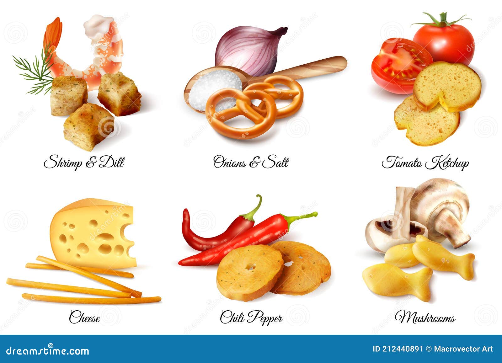 Crackers and Snacks with Flavoring Ingredients Stock Vector ...