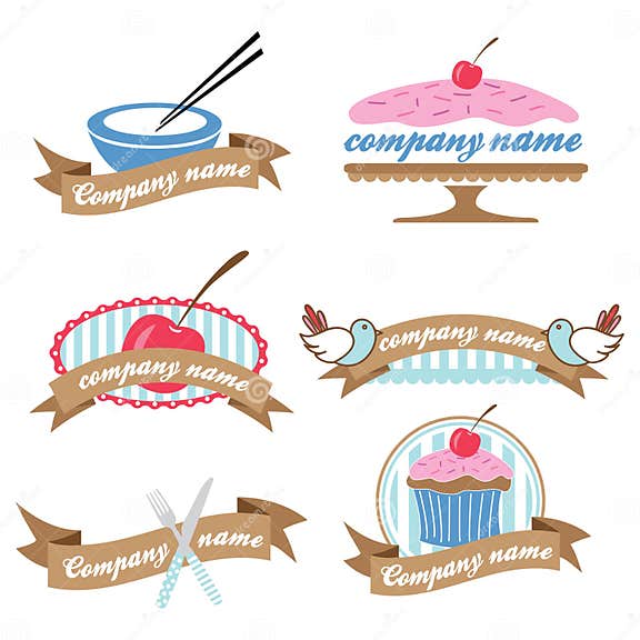 Set of Six Retro Cookery Logos (vector) Stock Vector - Illustration of ...