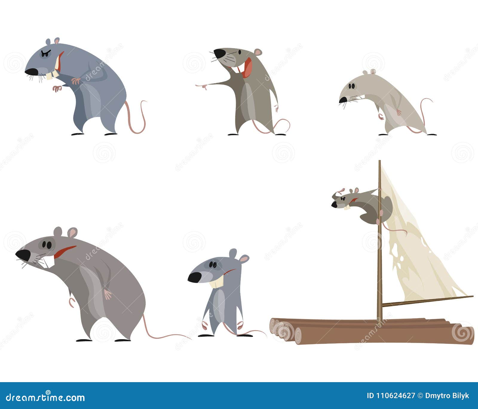 Set of six rodents stock vector. Illustration of cartoon - 110624627