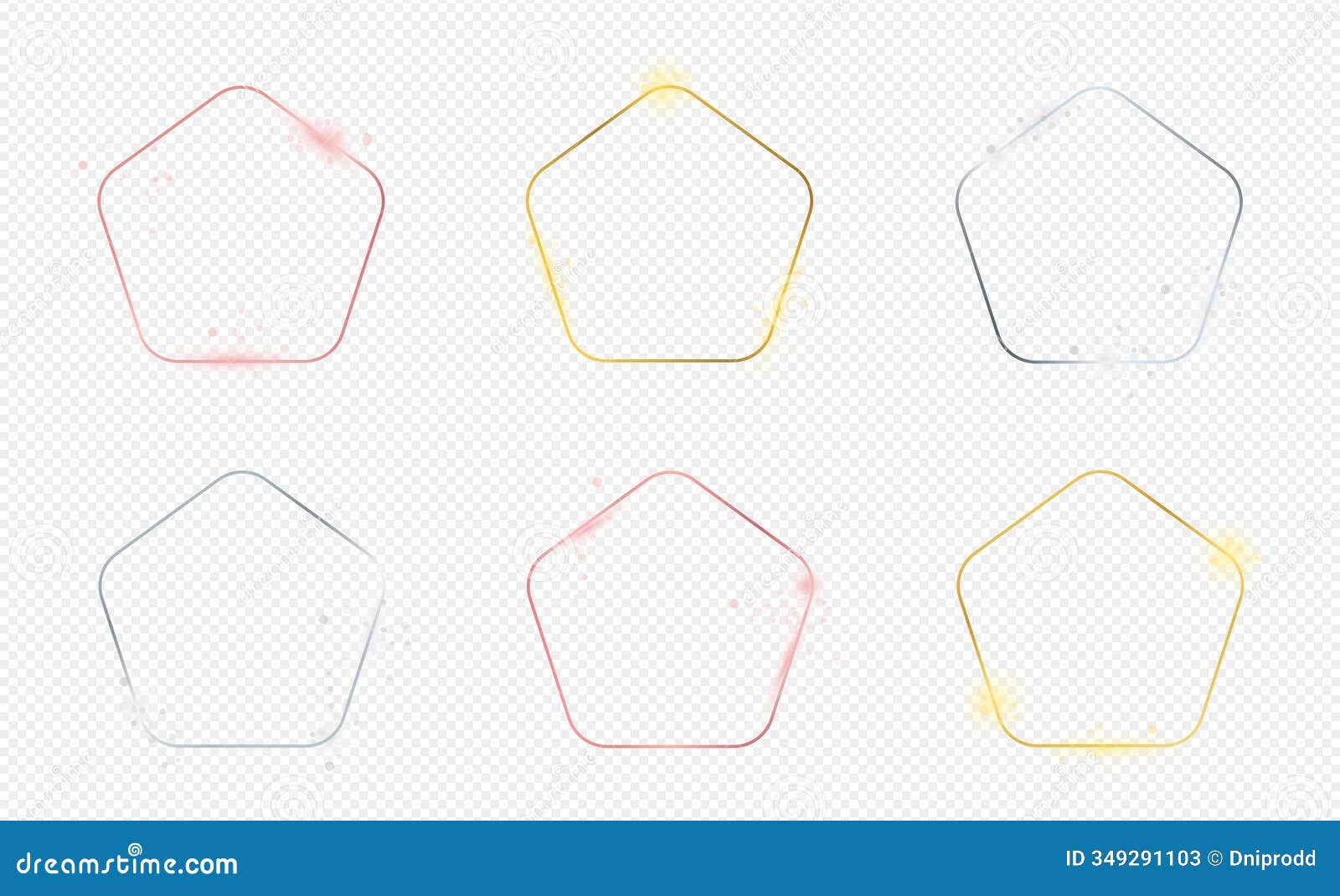 Set of Six Rounded Pentagon Frames Stock Vector - Illustration of ...