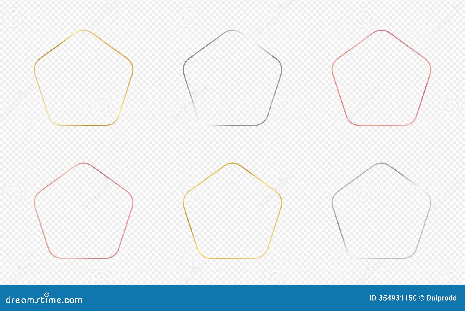 Set of Six Rounded Pentagon Frames Stock Illustration - Illustration of ...