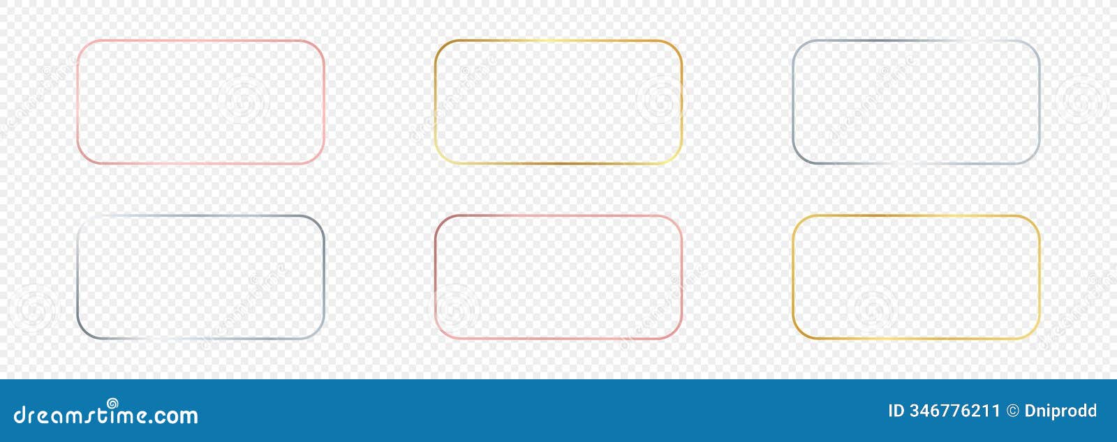 Set of Six Rounded Rectangular Frames Stock Illustration - Illustration ...