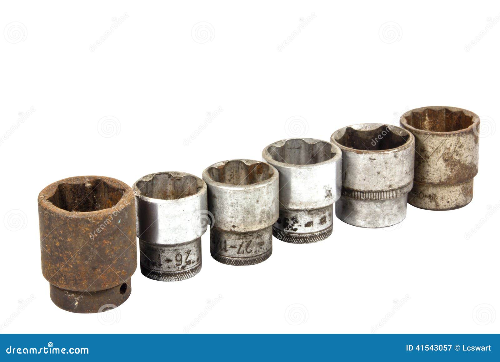 Set of Six Rusted and Well Worn Sockets Stock Image - Image of socket ...