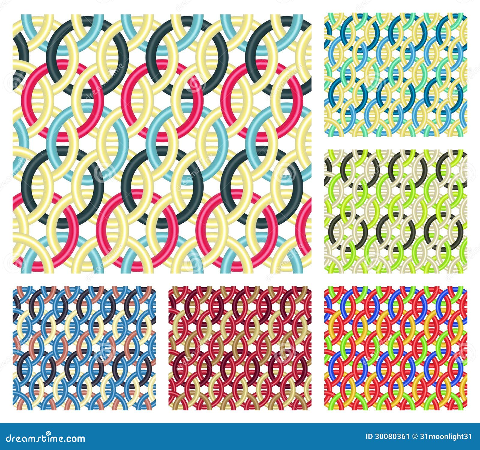 Entwined Rings. Seamless Patterns. Stock Vector - Illustration of ...