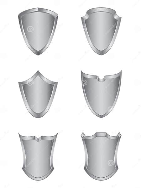 Set of six silver shields stock vector. Illustration of vector - 5709553