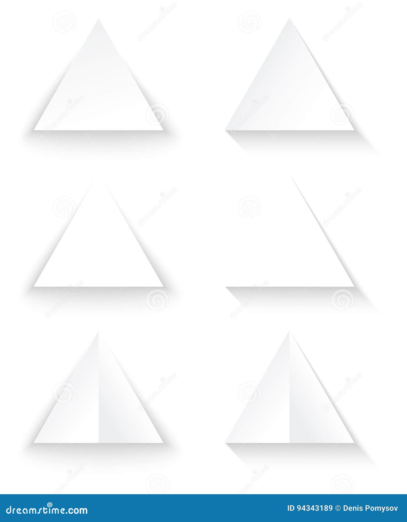 Set of Six Triangles on a White Background with Shadows Stock Vector ...