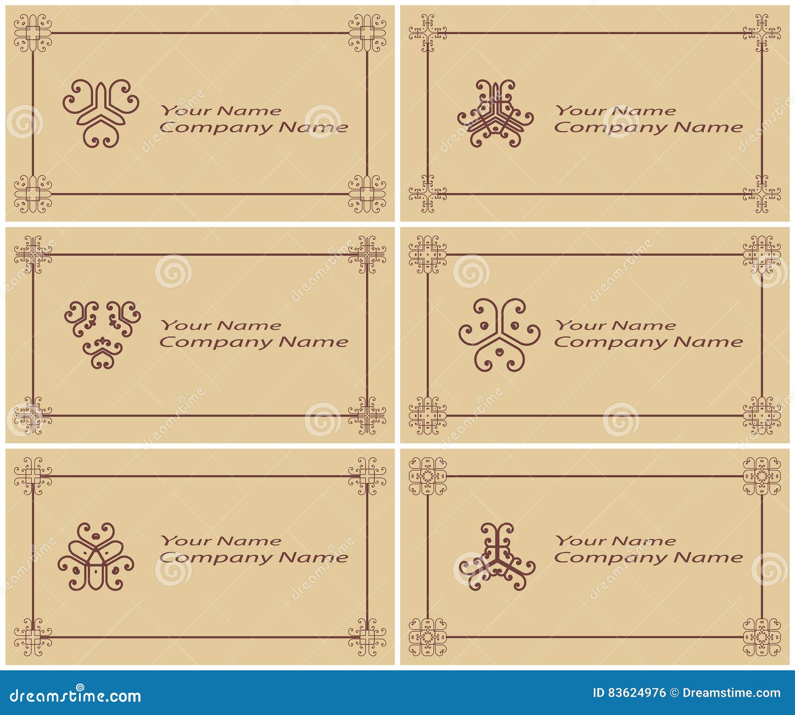 Set of Six Vintage Business Cards. Stock Vector - Illustration of cards ...