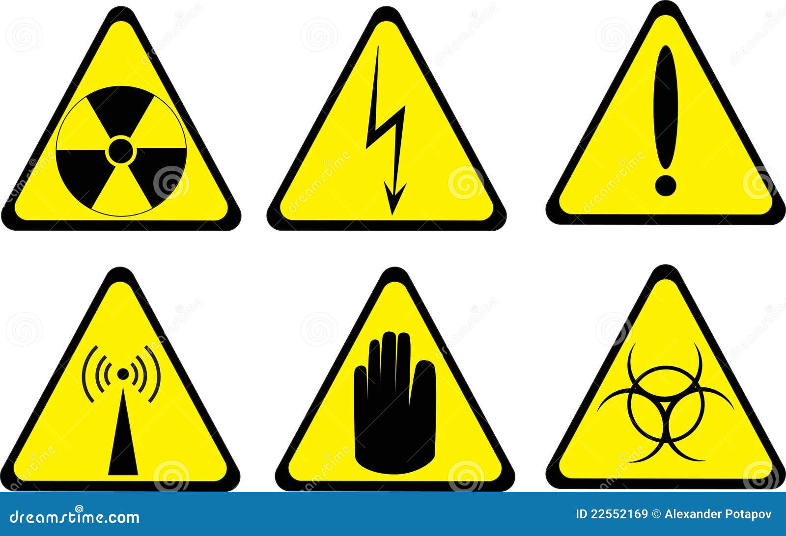 Set of Six Warning Icons Isolated on White Stock Vector - Illustration ...