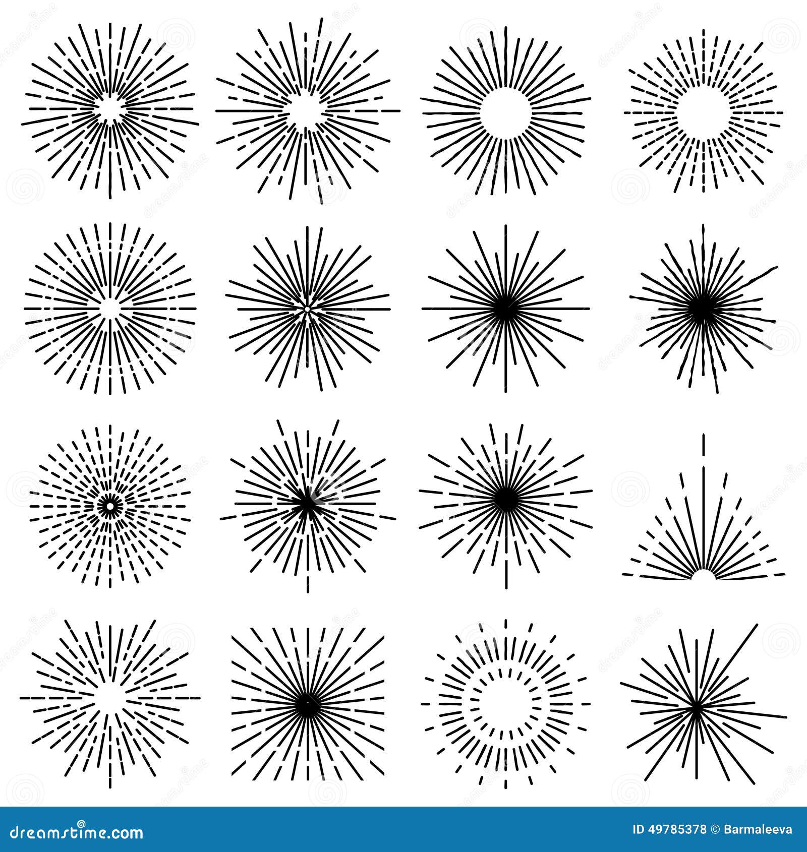 Set of Sixteen Line Light Rays Stock Vector - Illustration of ...