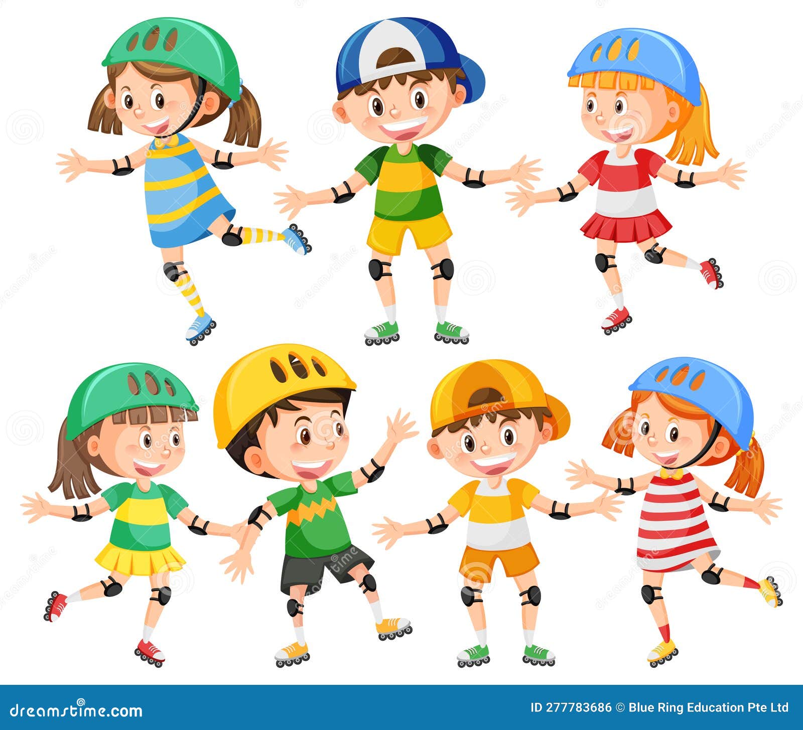 Set of Skateboarding Cartoon Character Stock Vector - Illustration of ...