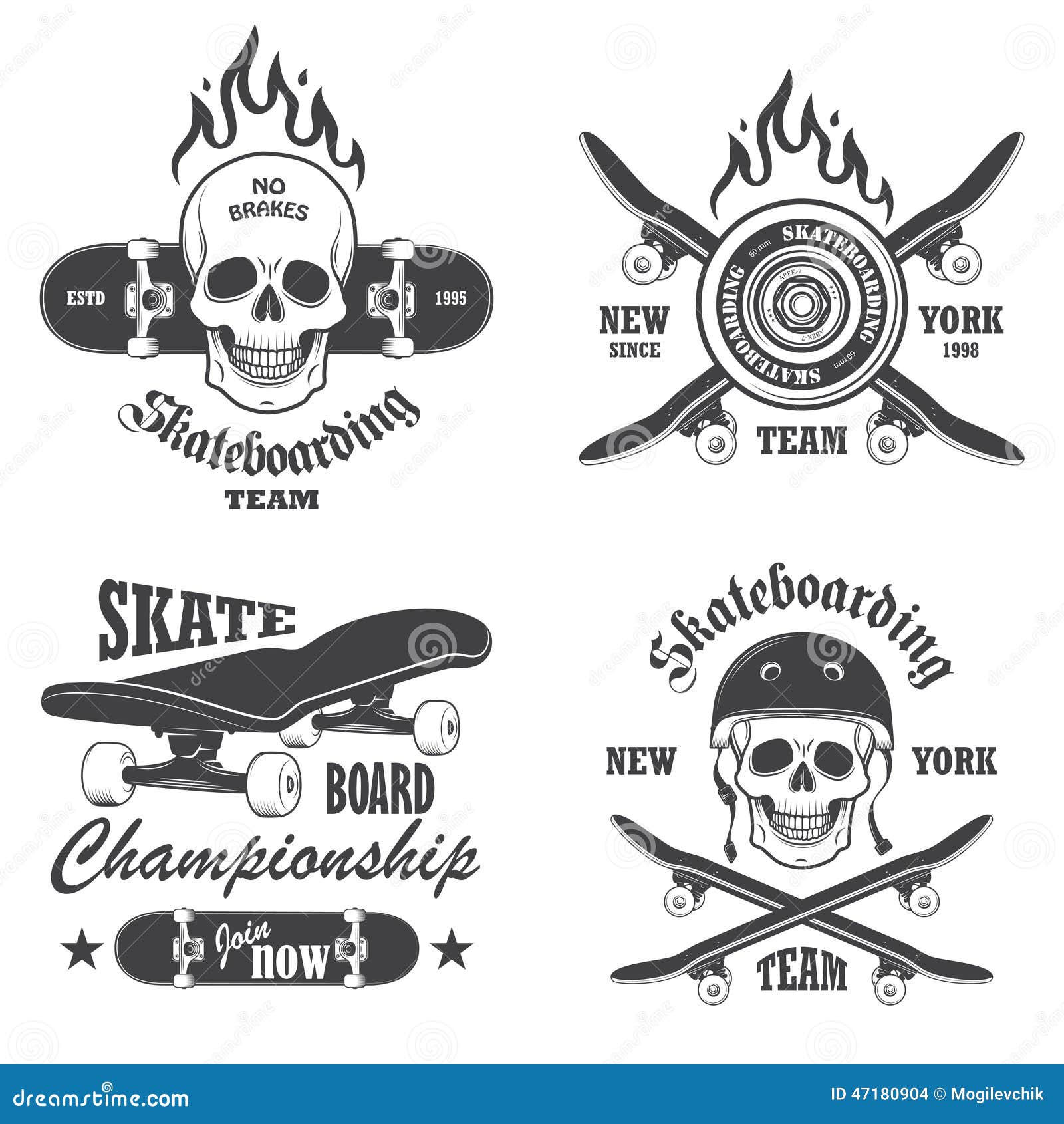 Set of Skateboarding Emblems Stock Illustration - Illustration of ride ...
