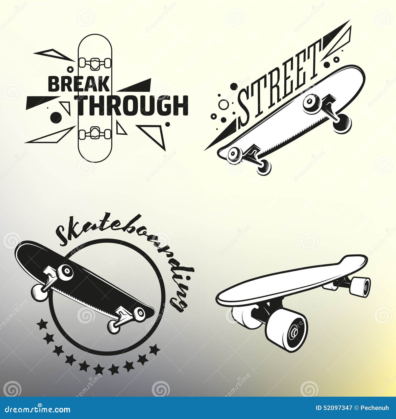 Set of Skateboarding Emblems, Labels and Designed Stock Vector ...
