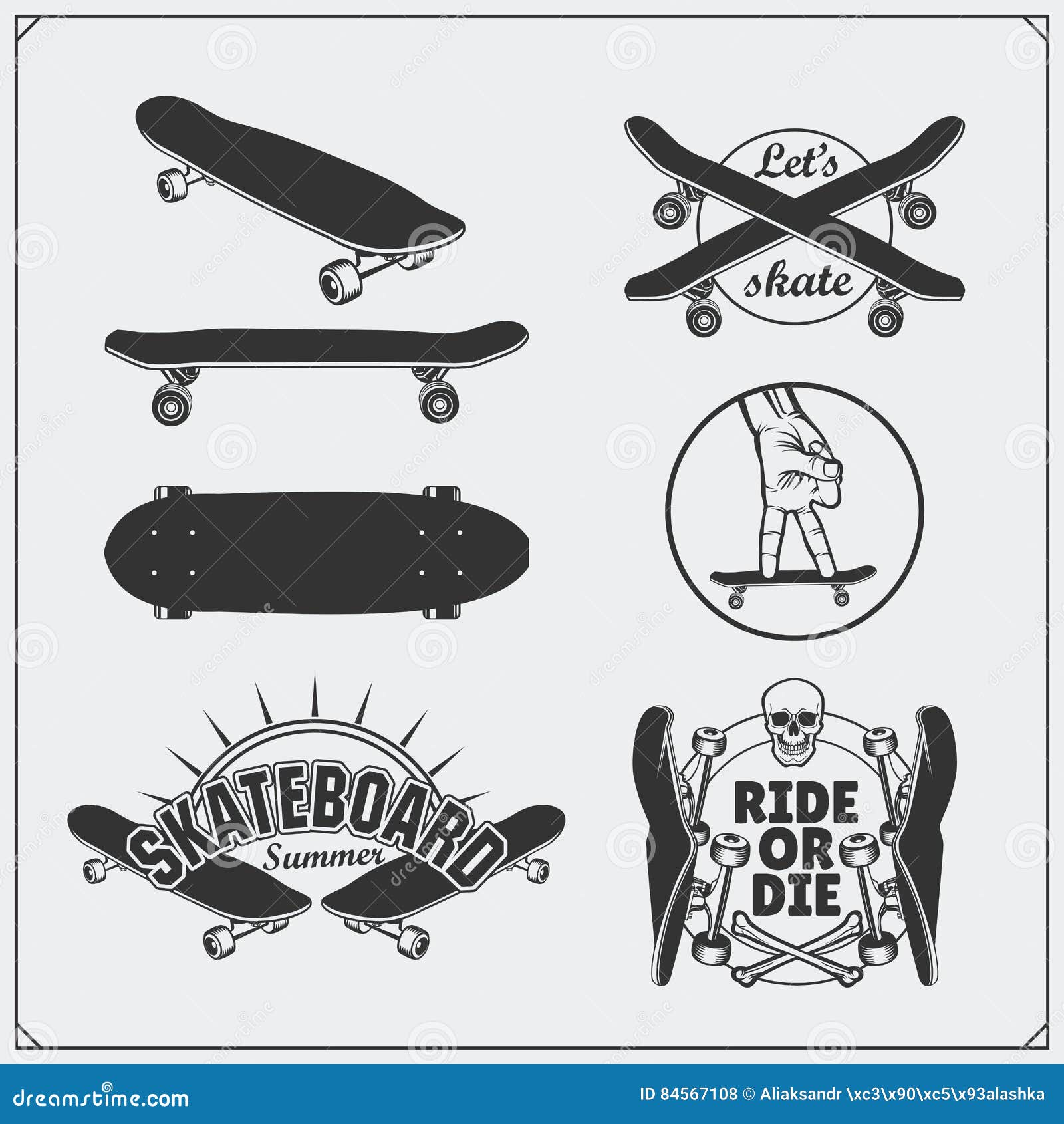 Set of Skateboarding Labels, Emblems, Badges and Design Elements. Stock ...