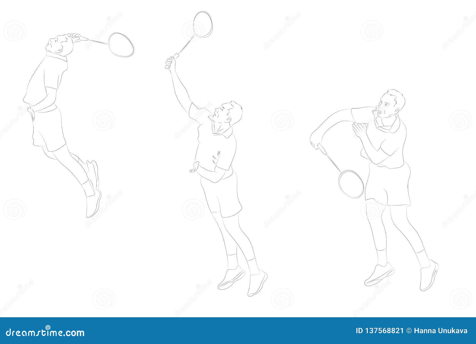 Set with a Sketch with an Athlete in Motion Stock Vector - Illustration ...